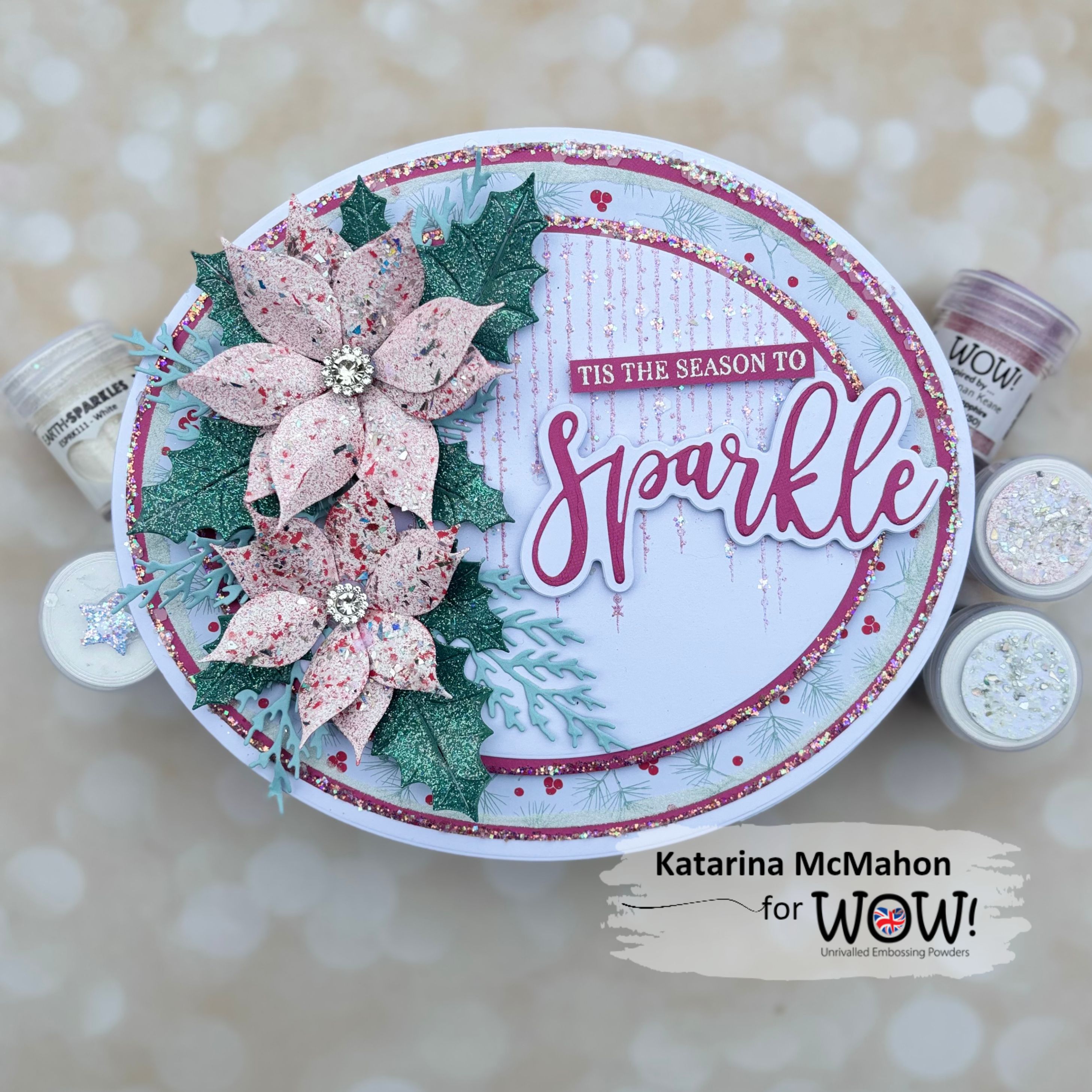Icy Glam & Pink Sparkle Christmas card | with Katarina - WOW Embossing ...